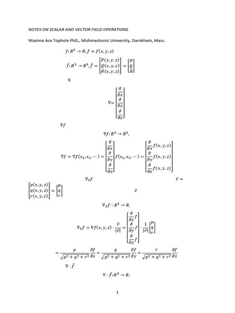 Scalar And Vector Field Operations Pdf