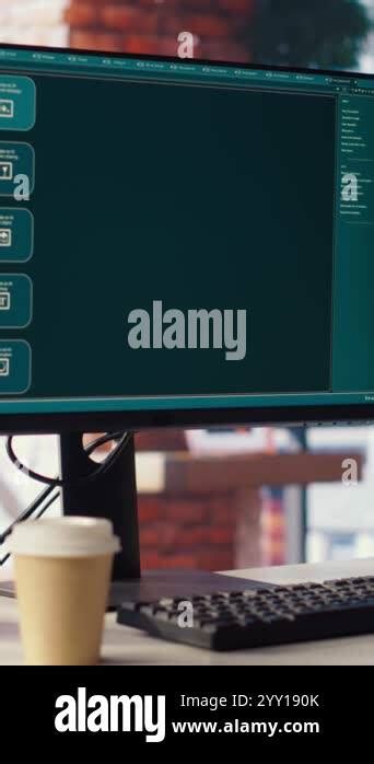 Focus On Ai Llm Chatbot Pc Gpt Software On Pc Monitor In Home Office Panning Shot Of Large