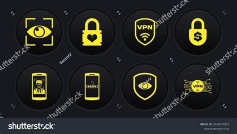 Set Mobile Face Recognition Money Lock Stock Vector Royalty Free