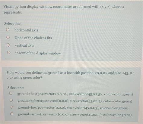 solved visual python display window coordinates are formed