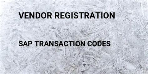 Vendor Registration Tcode In Sap Transaction Codes List