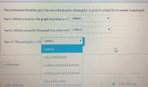 solved the continuous function g x has one critical