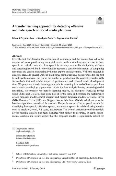 Pdf A Transfer Learning Approach For Detecting Offensive And Hate Speech On Social Media Platforms