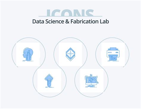 data science and fabrication lab blue icon pack 5 icon design layers arrange workshop