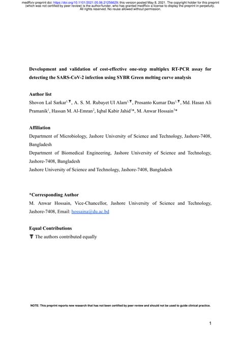 Pdf Development And Validation Of Cost Effective One Step Multiplex