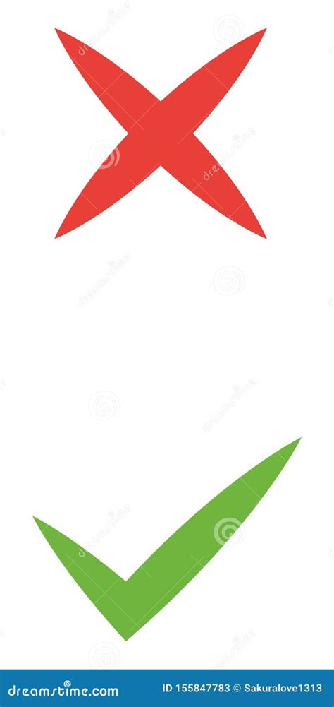 Thin Line Check Mark Icons Green Tick And Red Cross Checkmarks Flat