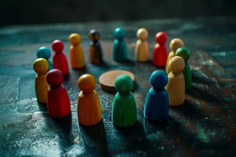 Celebrating Diversity Colorful Wooden Figures And Paper People Representing Unity And Inclusion