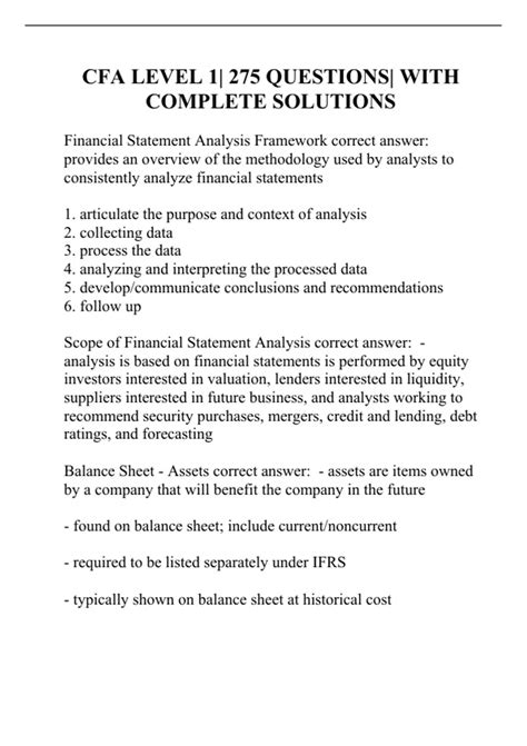 Cfa Level 1 275 Questions With Complete Solutions Cfa Chartered