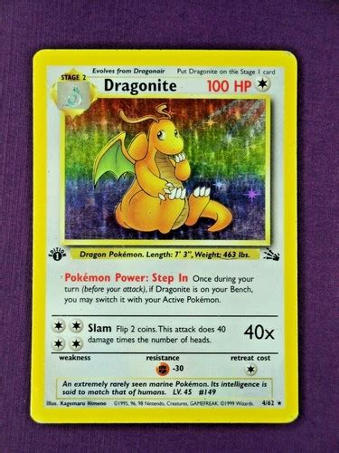 💦holographic 1st Edition Dragonite 📈 Holo Rare Vintage Pokémon