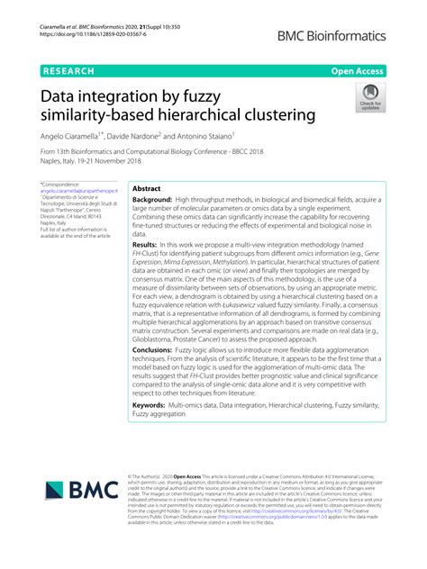 Pdf Data Integration By Fuzzy Similarity Based Hierarchical Clustering