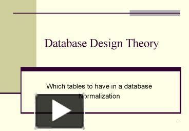Database Design Theory Presentation Free To View