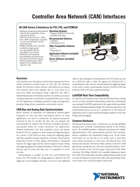 Can Bus Interfaces Data Acquisition Personal Computers