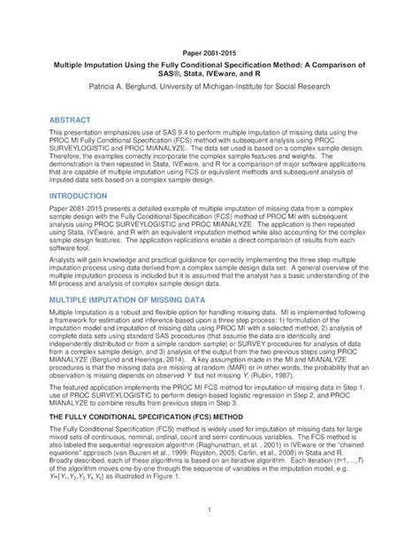 pdf multiple imputation using the fully conditional €¦ · paper