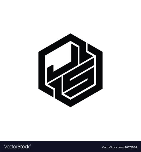 Js Logo Monogram Gaming Hexagon Geometric Shape Vector Image