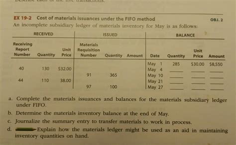 Solved Ex 19 2 Cost Of Materials Issuances Under The Fifo