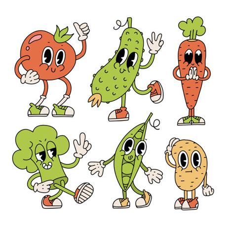 Vegetable Cartoon Characters Vegetable Characters Stock Illustrations