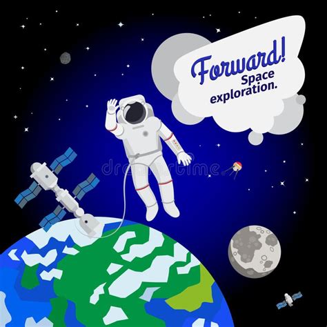 Astronaut Floating In Outer Space Icon Stock Vector Illustration Of