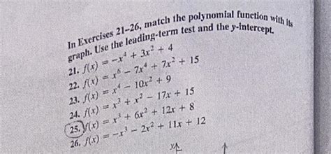 solved in exercises 21 26 match the polynomial function