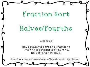 Fraction Sort By Pratt S Primary Corner Teachers Pay Teachers