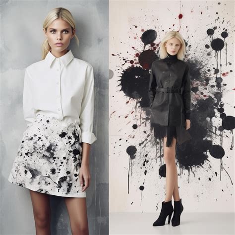 Premium Ai Image A Model Wears A Dress With A Black And White Skirt