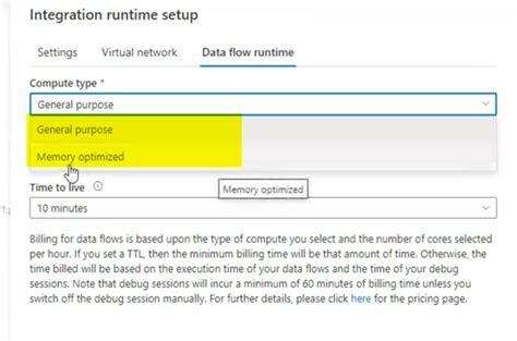 spark cluster configurations and billing on data factory synapse