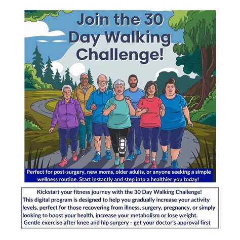 30 Day Walking Challenge Printable Monthly Walking Tracker Digital