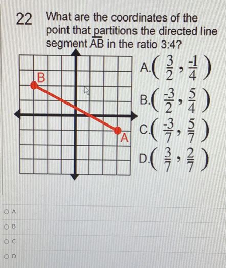 Solved 22 What Are The Coordinates Of The Point That Partitions The Directed Line Segment