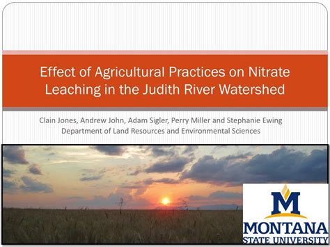 Ppt Effect Of Agricultural Practices On Nitrate Leaching In The Judith River Watershed