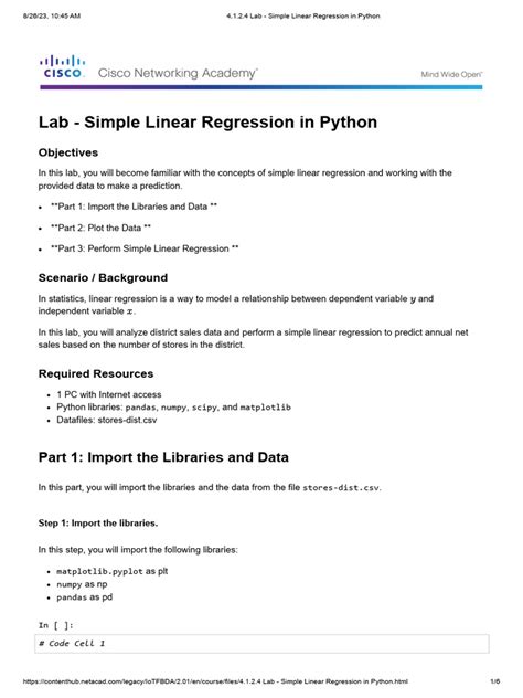 4124 Lab Simple Linear Regression In Python Pdf Regression