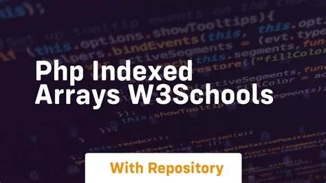 Php Indexed Arrays W3schools Youtube