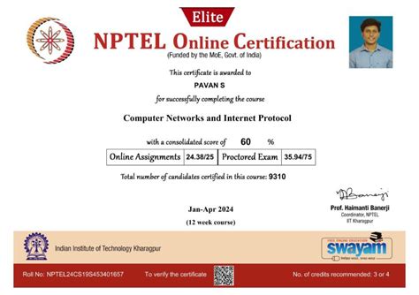 Pavan S On Linkedin Nptel Networking Internetprotocols
