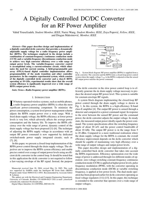 Pdf A Digitally Controlled Dcdc Converter For An Rf Power Amplifier