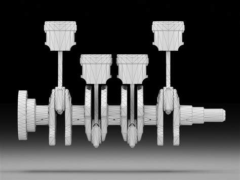3d Model 4 Cylinder Inline Engine Pistons Camshaft Vr Ar Low Poly