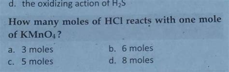 How Many Moles Of Hcl Reacts With One Mole Of Kmno Filo