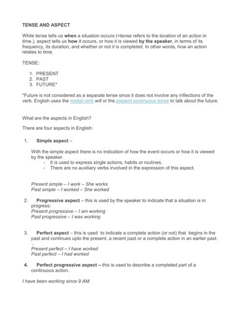 English Tense And Aspect Explained