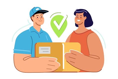 배달 서비스 온라인 쇼핑 개념 고객은 집에서 택배로 소포를 받습니다 벡터 일러스트 레이 션 플랫 디자인 고객에 대한 스톡 벡터 아트 및 기타 이미지 Istock