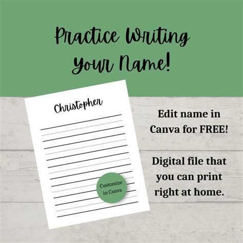 Editable Name Practice Handwriting Sheet Printable Handwriting Sheet