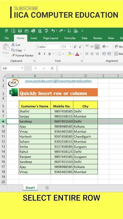 Quickly Insert Multiple Row Or Column In Excel Excel New Tips Shorts Youtube