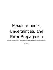 Measurements Uncertainties And Error Propagation Measurements Uncertainties And Error
