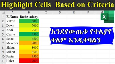 Highlight Cells Based on Criteria in Excel | Conditional Formatting| ኤክሴል ላይ እንደየውጤቱ የተለያየ ቀለም ...
