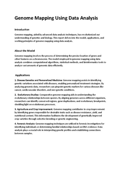Genome Mapping Using Data Analysis Genome Mapping Using Data Analysis Introduction Genome