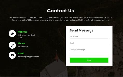 How To Create Contact Us Page Using Html Css Codingkite