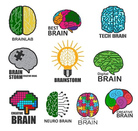 Premium Vector Neuro Tech Brain Brainstorm And Brain Lab Icons