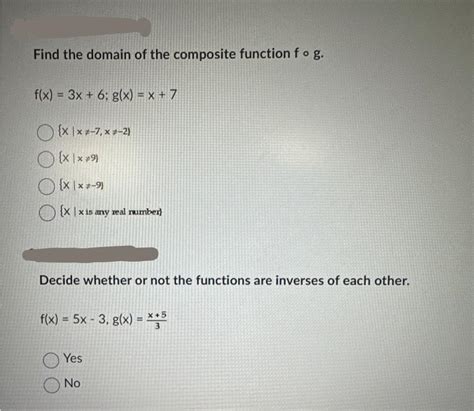 Solved Find The Domain Of The Composite Function Fg Chegg
