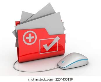 3d Illustration Hospital Folder Connected Mouse Stock Illustration