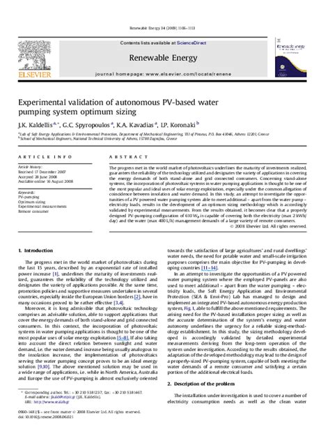 pdf experimental validation of autonomous pv based water pumping