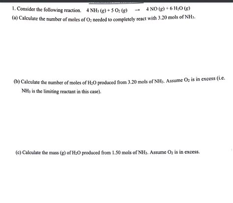 Solved Consider The Following Reaction NH G O Chegg