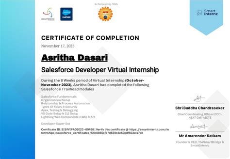 Asritha Dasari On Linkedin Salesforcedeveloper Virtualinternship
