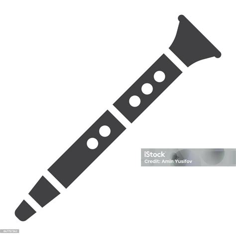 클라리넷 문자 모양 아이콘 음악 악기 재즈 기호 벡터 그래픽 흰색 배경 Eps 10 솔리드 패턴 음악에 대한 스톡 벡터 아트 및