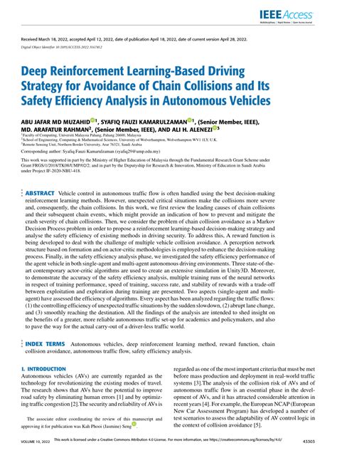Pdf Deep Reinforcement Learning Based Driving Strategy For Avoidance Of Chain Collisions And